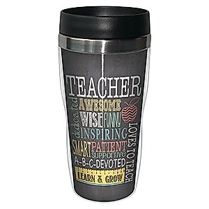 Tree-Free Greetings Jo Moulton Awesome Teacher Travel Mug, Stainless Lined Coffee Tumbler, 16-Ounce - Gift for Teacher Appreciation Week