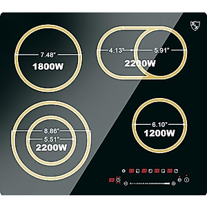 K&H 4 Burner 24 Inch Built-in Electric Stove Top Radiant Ceramic Cooktop SLIDER Touch Control 240V 7200W CE24-7206SL