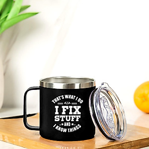 Edizzone Stainless Steel Funny Mug, 14Oz, Double Wall Vacuum Insulation, BPA Free, Spill Resistant, for Dad, Best Dad Birthday Gift, Christmas Gifts for Grandpa Uncle, Men Gifts