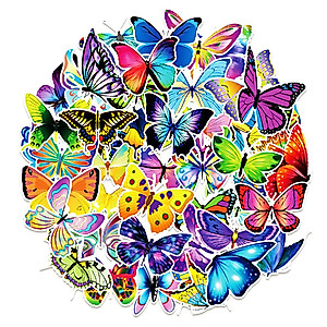 50 Pcs Butterfly Stickers|Butterfly Waterproof Vinyl Stickers for Water Bottles Cup Laptop Refrigerator Luggage Computer Mobile Phone Skateboard Decals