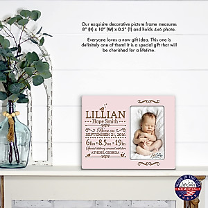 LifeSong Milestones Personalized Picture Frame New Baby Birth Announcement Picture Frame Holds 4x6 Photo Wall Decor Nursery Decor Baby Room Decor Modern Wall Decor Baby Keepsake Products