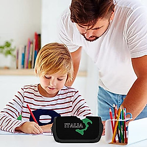 Italy Flag Map Large Capacity Pencil Case Multi-Slot Pencil Bag Portable Pen Storage Pouch with Zipper