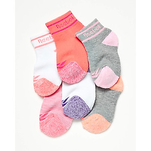 Reebok Girl's 6 Pack, 12 Pack Comfort Cushion Quarter Cut Socks (Infant/Toddler), Size 12-24 Months, Black (12 Pack)