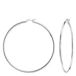 Savlano 925 Sterling silver Round Hoop Earrings for Women Comes in 30MM-65MM (65)