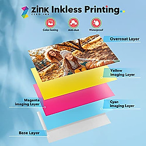 Liene 2x3” Photo Printer, Mini Instant Portable Photo Printer Bundle w/ 50 Zink Adhesive Paper, Bluetooth 5.0, Compatible w/iOS & Android, Small Picture Printer for iPhone, Smartphone, White