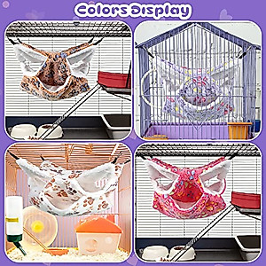 Cunno 4 Pcs Guinea Pig Rat Hanging Hammock 3 Tier Small Animals Hanging Sleeping Bed Pet Hanging Cage Accessories Bedding Cage for Chinchilla Ferrets Sugar Glider Squirrel Reptiles Hideout Playing