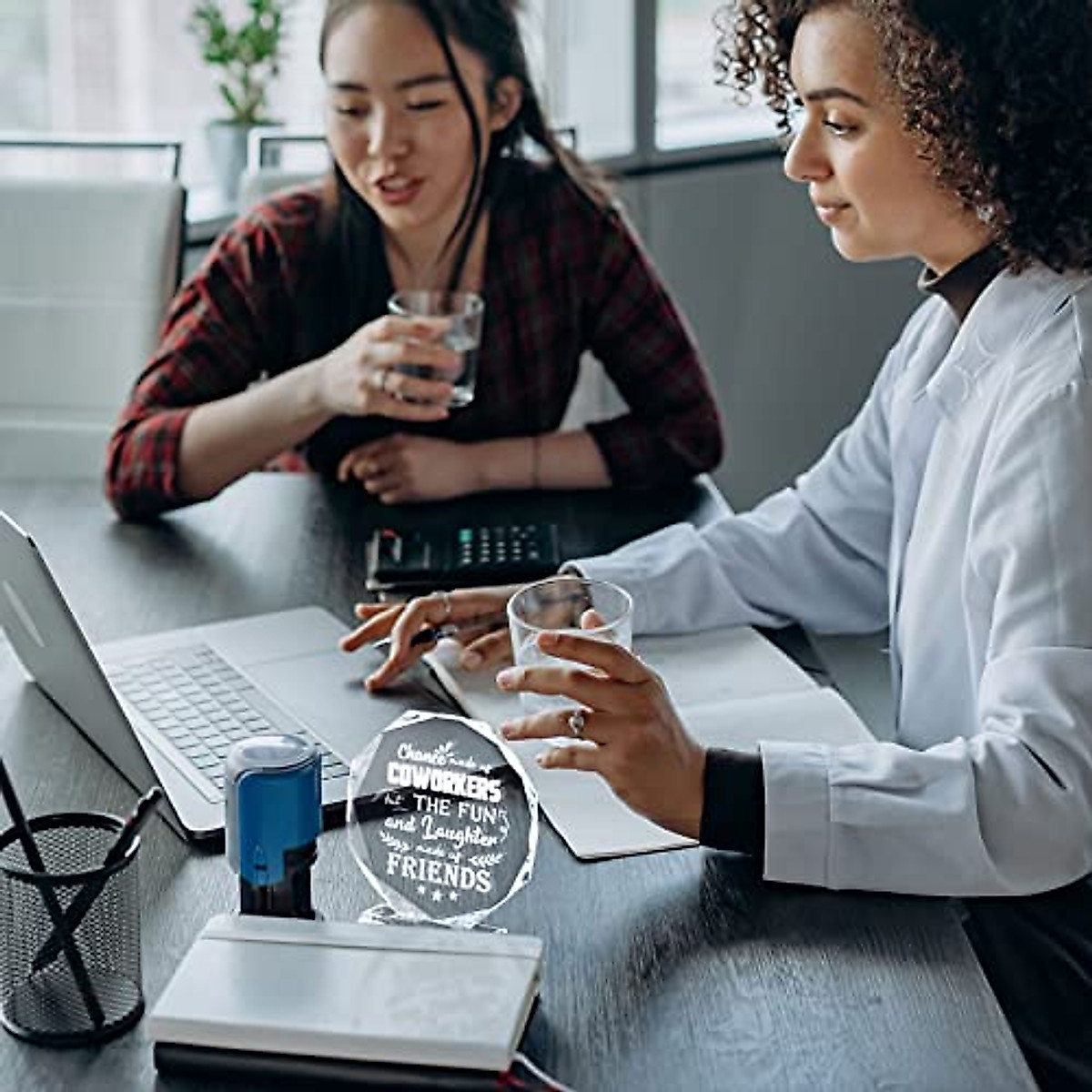 YWHL Coworker Gifts for Women Men, Going Away Gift for Coworker, Coworker Leaving Gifts, Chance Made Us Coworkers Glass Keepsake