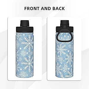 OOZ Ornate owl on blue background pattern 18 oz Sports Insulated Kettle Stainless Steel Water Bottles Outdoors,Leak Proof,Blue
