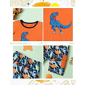 MIGU Toddler Boys Clothes 4-5T Short Sleeve Shirts Tops Shorts Pants Set 2pcs Spring Summer Clothes Dinosaur Outfits