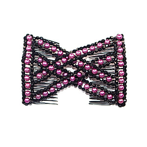 SimpleLif Combs Stretchable Double Hair Comb Twist Fountain Ponytail,Magic Hair Comb EZ Beaded Double Stretchy Delicate Elastic Women Clips Hairstyle,Random Color