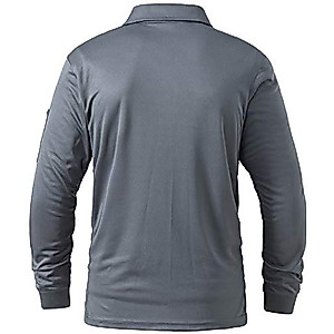 Tyhengta Mens Polo Shirt Long Sleeve Quick Dry Performance Lightweight Tactical Shirts Gray X-Large