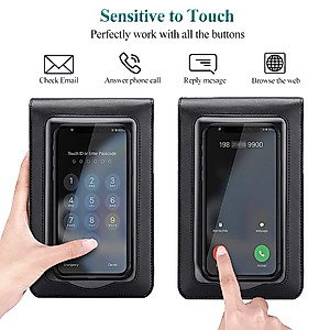 Peacocktion Small Crossbody Cell Phone Purse for Women, Clear Window Touch Screen Wallet Shoulder Bag (Black)