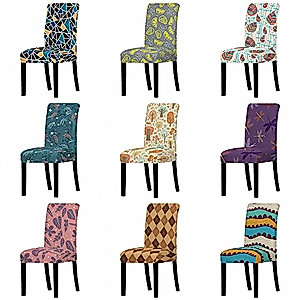 Digital Printed Chair Cover Elastic Dining Chair Cover Elastic Office Chair Cover Dirtproof Removable Protective Cover AS1 4PCS