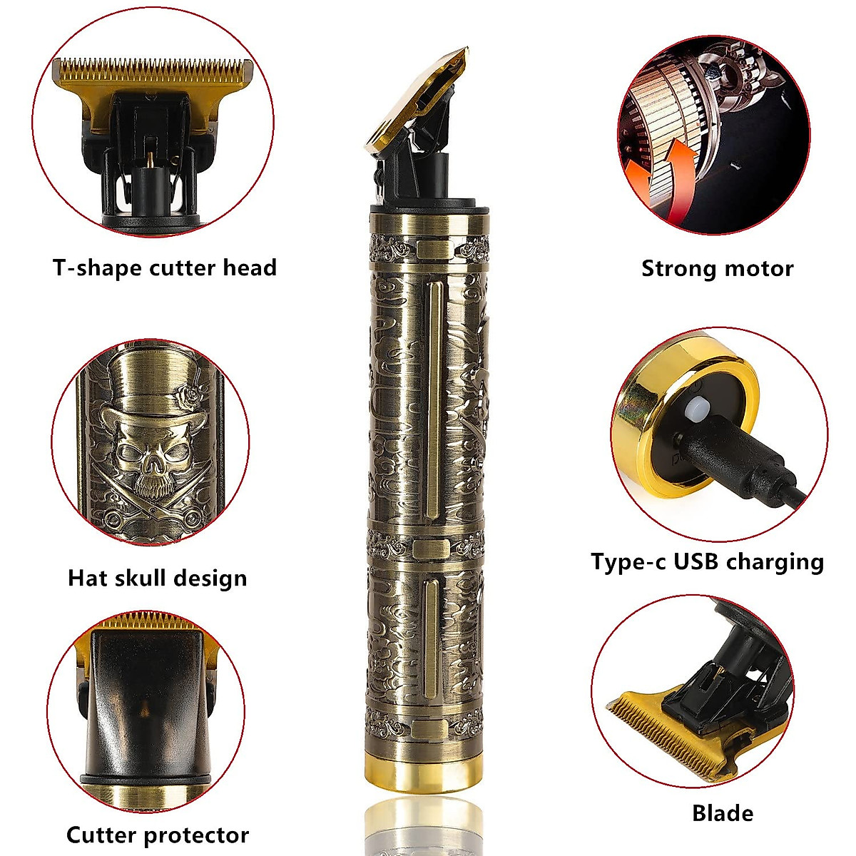 KOGULA Hair Clippers for Men, Professional T Blade Trimmer Zero Grapped, Cordless Rechargeable Bear Trimmer Shaver Hair Cutting Kit