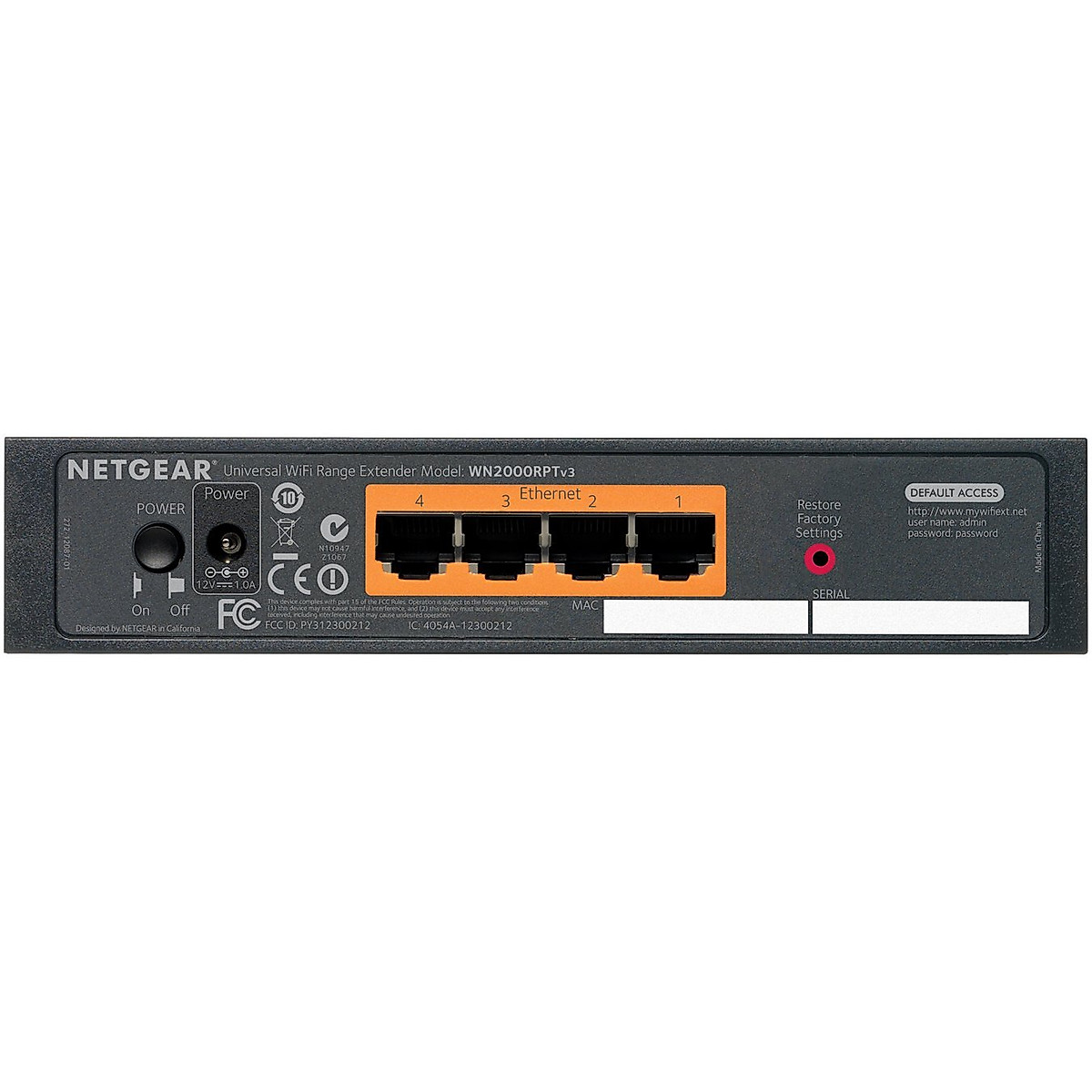 NETGEAR N300 WiFi Range Extender - Desktop Version (WN2000RPT-200NAS)