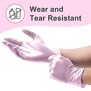 WECARE Pink Disposable Nitrile Gloves Medium - 50 Pack - 3 Mil - Powder and Latex Free - Non-Sterile - Food Safe Gloves
