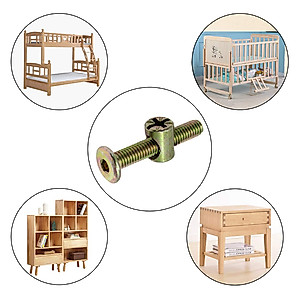 Eilumduo 20 Sets Crib Screws and Bolts, M6 x 35mm Zinc Plated Hex Socket Head Cap Screws Bolt Nuts, Barrel Bolt Nuts Hardware Replacement Kit for Furniture Cots, Beds Crib, Chairs (Philips Barrel Nut)