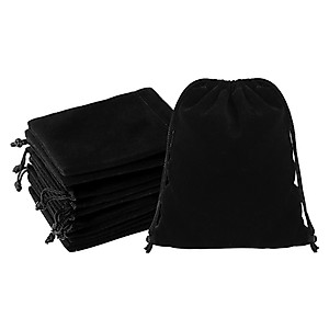 Mandala Crafts Velvet Drawstring Bags 2x3 for Velvet Gift Bags - Black Velvet Bags with Drawstrings 2x3 Inch - 100 PCs Velvet Pouches for Velvet Jewelry Bags