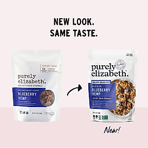 purely elizabeth Ancient Grain Granola Certified Glutenfree Vegan NonGMO Coconut Sugar Delicious Healthy Snack , Blueberry Hemp, 12 Ounce