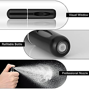 Soleebee Portable Refillable Perfume Atomizer Bottles, Mini Matte Atomizer Perfume Bottles, Refillable Perfume Spray Dispensers, Scent Pump Case, Travel Size Perfume Spray Bottle 5ml/0.2oz (4 Pcs Black)