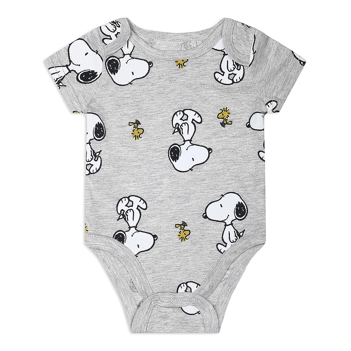 Peanuts Snoopy Boys 4 Pack Short Sleeve Bodysuit for Newborn and Infant