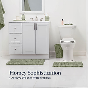 2 Piece Bathroom Rugs Bath Mat Set - Soft Plush Chenille Shower Mats for Bathroom Durable Bath Rug with Rubber Backing, Ultra Absorbent Bath Rugs, Bathtub Mat, Bathroom Rug Mats - 30x20 + 24x17 Inch