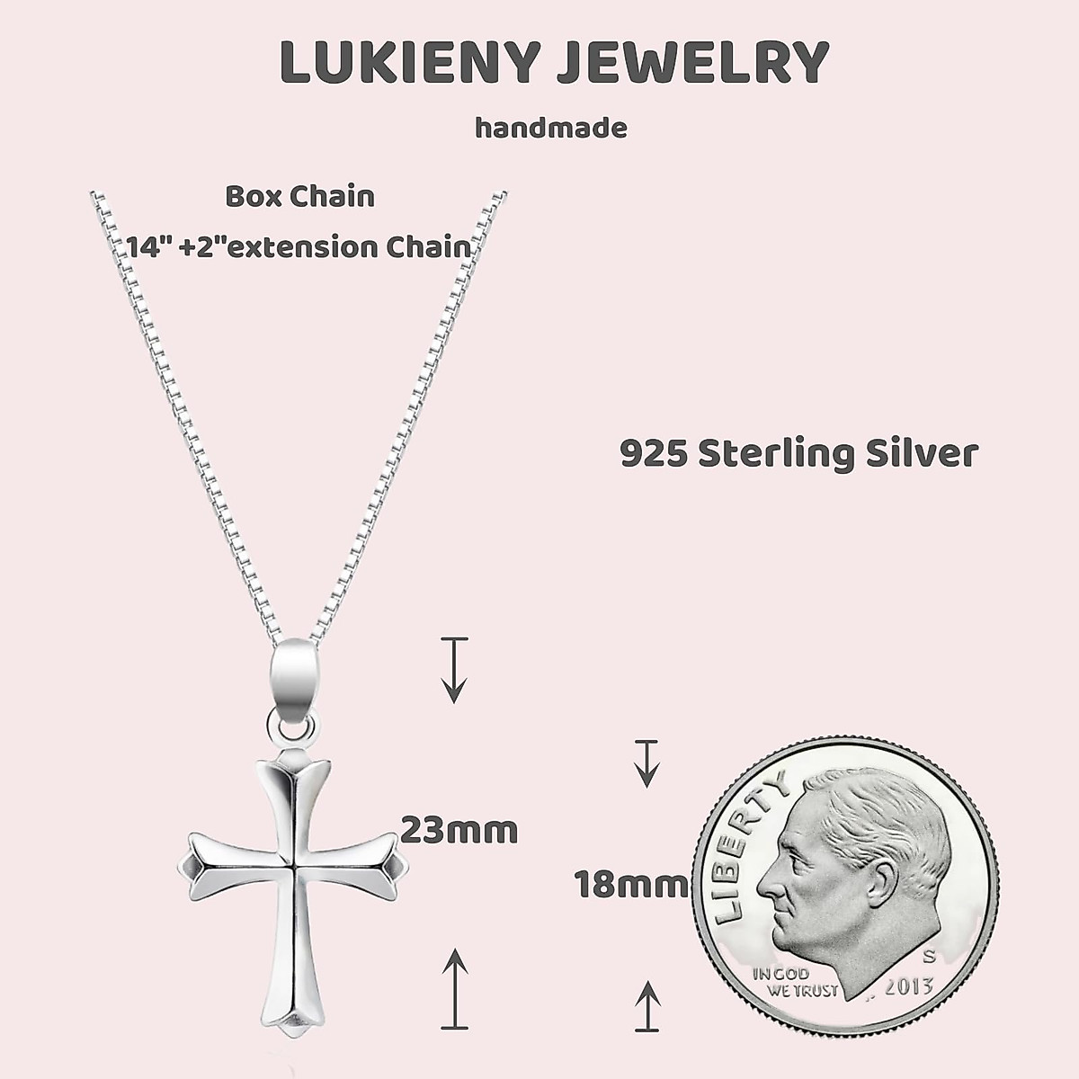 LUKIENY Dainty Sterling Silver Cross Necklace for Girls First Communion Gifts for Girls Confirmation Gifts for Teenage Girl Baptism Gifts Goddaughter Gifts (cross necklace for girls)