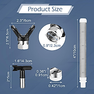 Yoption 14 Pieces Airless Spray Gun Tool Set, 6 Airless Paint Sprayer Tips, 6 Airless Paint Spray Gun Filter and 2pcs Nozzle Tip Guards for Airless Spraying Machine Parts (109,211,315,417,515,623)