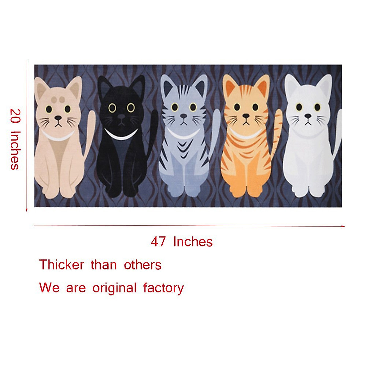 DYBADYSA 1 PCS Grey Rectangle Cartoon Lovely Cat Pattern Mat Rug for Stairway Toilet Floor Bedroom Living Room Bathroom Kitchen Home Decoration Area Rugs Y1