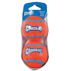 Chuckit Dog Tennis Ball Dog Toy, Large (3 Inch Diameter) for dogs 60-100 lbs, Pack of 2