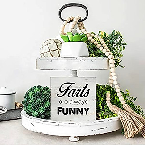 Rustic Farts are Always Funny Bathroom Wood Box Sign Humor Toilet Wooden Box Sign Farmhouse Home Restroom Desk Shelf Decor (5 X 5 Inch)