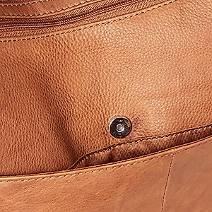 Bueno of California GAL Antique Leather Double Zip Shoulder Bag, Tan