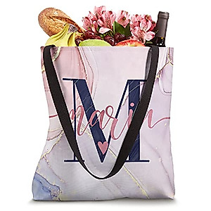 Maria Letter M Initial Monogram Calligraphy Personalized Tote Bag