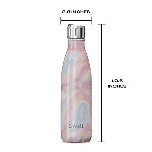 S'well Stainless Steel Water Bottle with Sports, 17oz, Geode Rose, Triple Layered Vacuum Insulated Containers Keeps Drinks Cold for 36 Hours and Hot for 10, BPA Free, Perfect for On the Go