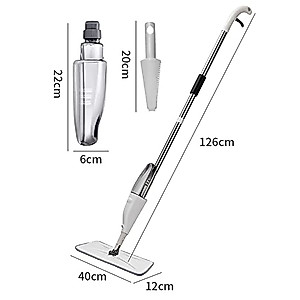 FAMKIT Microfiber Spray Mop for Floor Cleaning, Dry Long Handle Floor Mop with 0. 4L Refillable Bottle Washable Pads Scraper for Home Hardwood Laminate Ceramic Tile