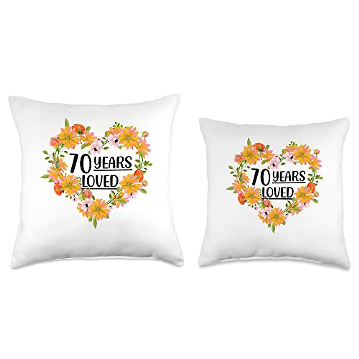 70th Birthday Gifts for Women Men Floral Old 70 Years Loved 70th Birthday Throw Pillow, 18x18, Multicolor