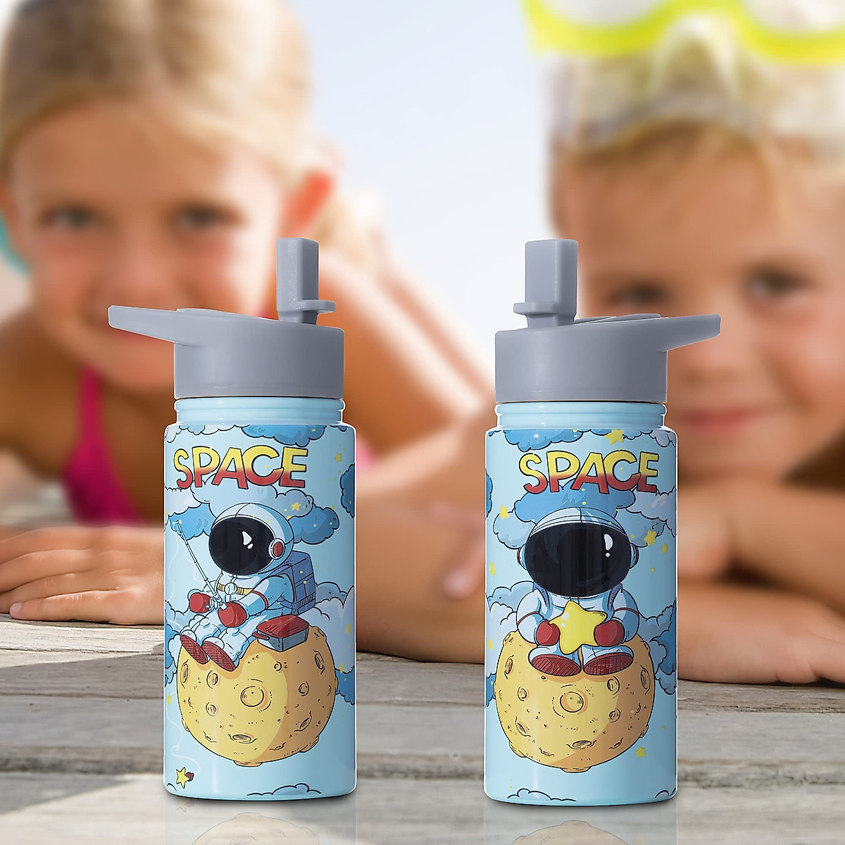 Weboia Astronaut water bottle kids For School Insulated Mug Birthday Gifts For Girls Stainless Steel space Water Bottles with straw christmas gifts for Boys 15 oz