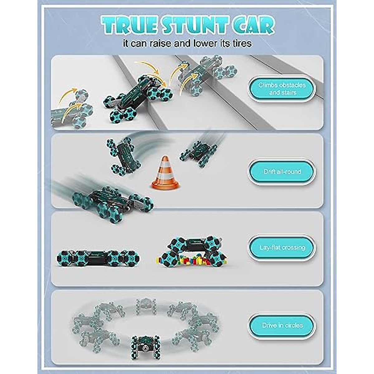 ATHLERIA 8Wd Gesture Sensing Rc Car Toys for Boy Age 8-13,2.4Ghz Remote Control Car,Racing Drift Double-Sided Stunt Car,Christmas Birthday Coolest Gift Ideas for Boys Girls Kids 8 9 10 11 12+ Year