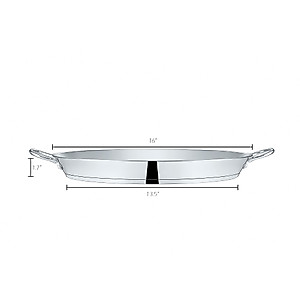 Concord Premium Stainless Steel Paella Pan with Heavy Duty Triply Bottom (16" (40 CM))