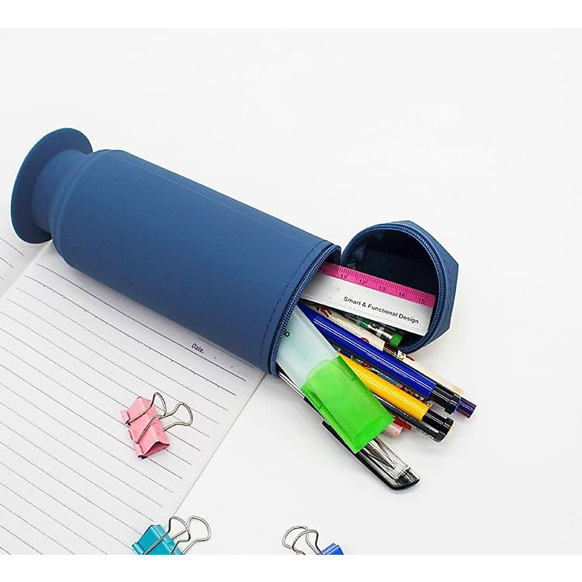 Silicone lightweight waterproof zipper pencil case pencil bag/pouch, cute colourful pencil shape, safe and quality (Sky Blue), QS-2010