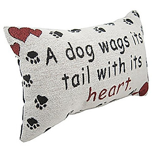 A Dog Wags Its Tail With Its Heart Throw Pillow - USA Made - 12-1/2 by 8-1/2-Inch
