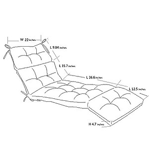 QILLOWAY Indoor/Outdoor Chaise Lounge Cushion,Spring/Summer Seasonal Replacement Cushions. (RED)