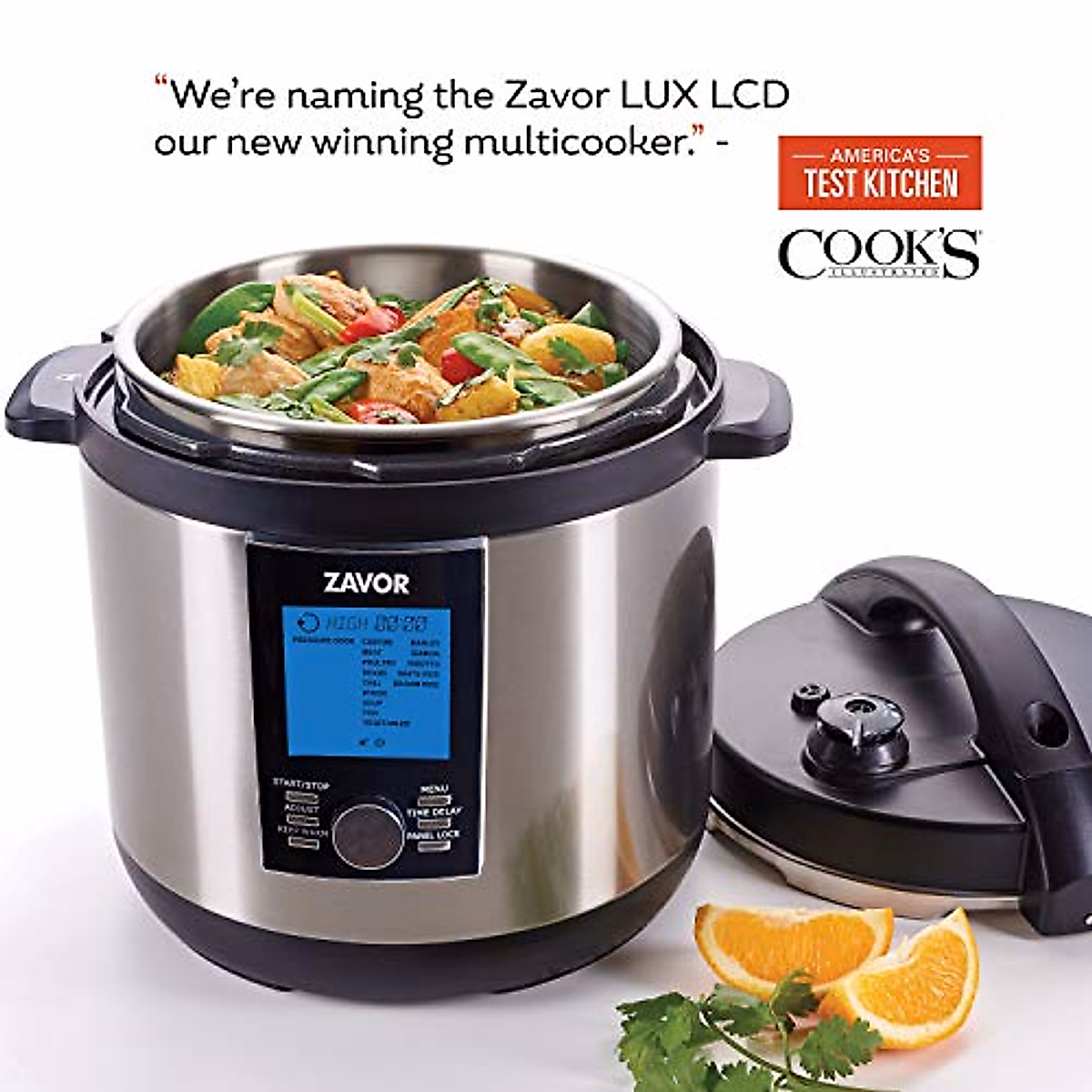 Zavor LUX LCD 8 Quart Programmable Electric Multi-Cooker: Pressure Cooker, Slow Cooker, Rice Cooker, Yogurt Maker, Steamer and More - Stainless Steel (ZSELL03)