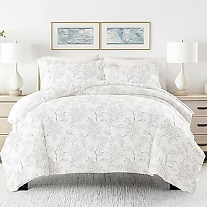Simply Soft Duvet Cover Set Vine Patterned, Queen, Gray