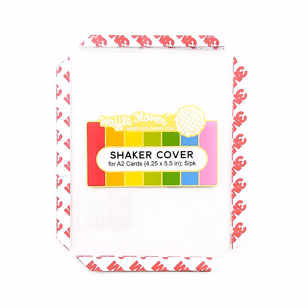 Waffle Flower Shaker Cover A2 Infinity – Slightly Bigger Than 4-1/4” x 5-1/2” Heavy-Weight Clear Acetate with Pre-Scored Fold Lines and Adhesives for Easy Assembly of Full Panel Shaker Cards