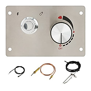 TEENGSE Fire Pit Gas Burner Spark Ignition Kit Indoor Outdoor Flame Fail Safe Valve, Gas Control Kit Push Button Ignition Upgrade Rotary Button Control Valve Integrated Stainless Steel Control Panel
