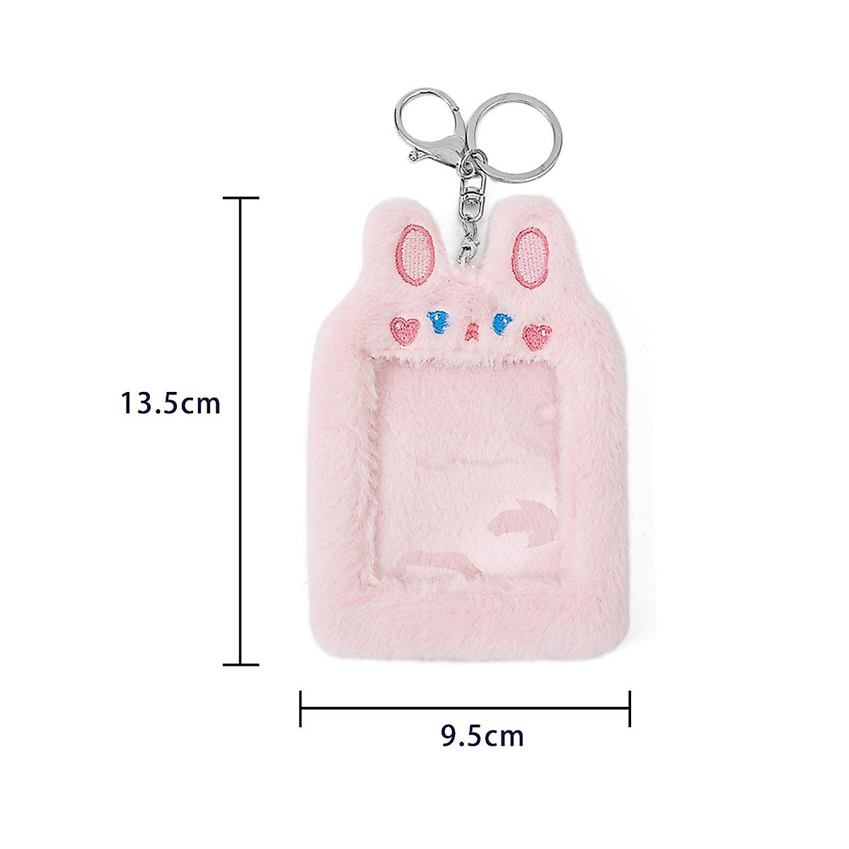 Harilla Plush Holder, Photocard Holder, Cute Photo Sleeves with Keychain, Case Cover for Game Cards, Football Cards, ID Bank Credit Card Protector, Birthday Gift, Pink Rabbit