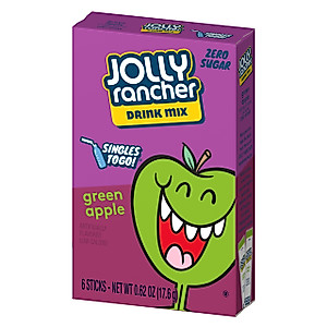 Jolly Rancher Singles To Go Powdered Drink Mix, Green Apple, 72 Total Servings, Sugar-Free Drink Powder, Just Add Water, 0.62 Ounce (Pack of 12)