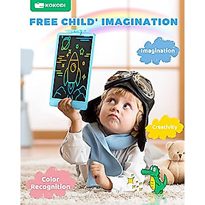 KOKODI LCD Writing Tablet, 10 Inch Colorful Toddler Doodle Board Drawing Tablet, Erasable Reusable Electronic Drawing Pads, Educational and Learning Toy for 3-6 Years Old Boy and Girls