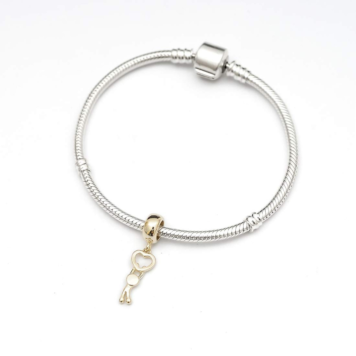 Adabele 1pc Solid Sterling Silver Hypoallergenic Hang In My Love Heart Dangle Bead Charm Compatible with Pandora All Other Charm Bracelet Necklace Women Jewelry EC685